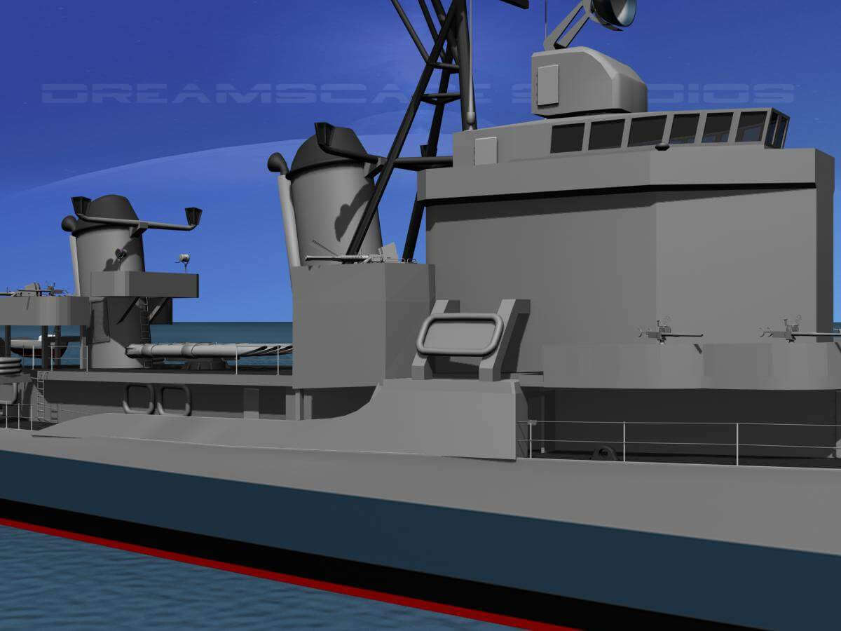 Gearing Class Destroyer DDR-842 USS Fiske 3D Model by Dreamscape Studios