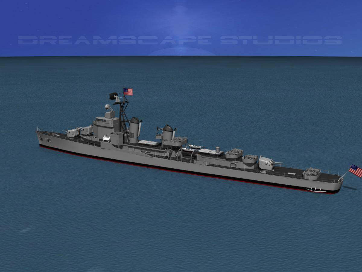 Gearing Class Destroyer DDR-873 USS Hawkins 3D Model by Dreamscape Studios