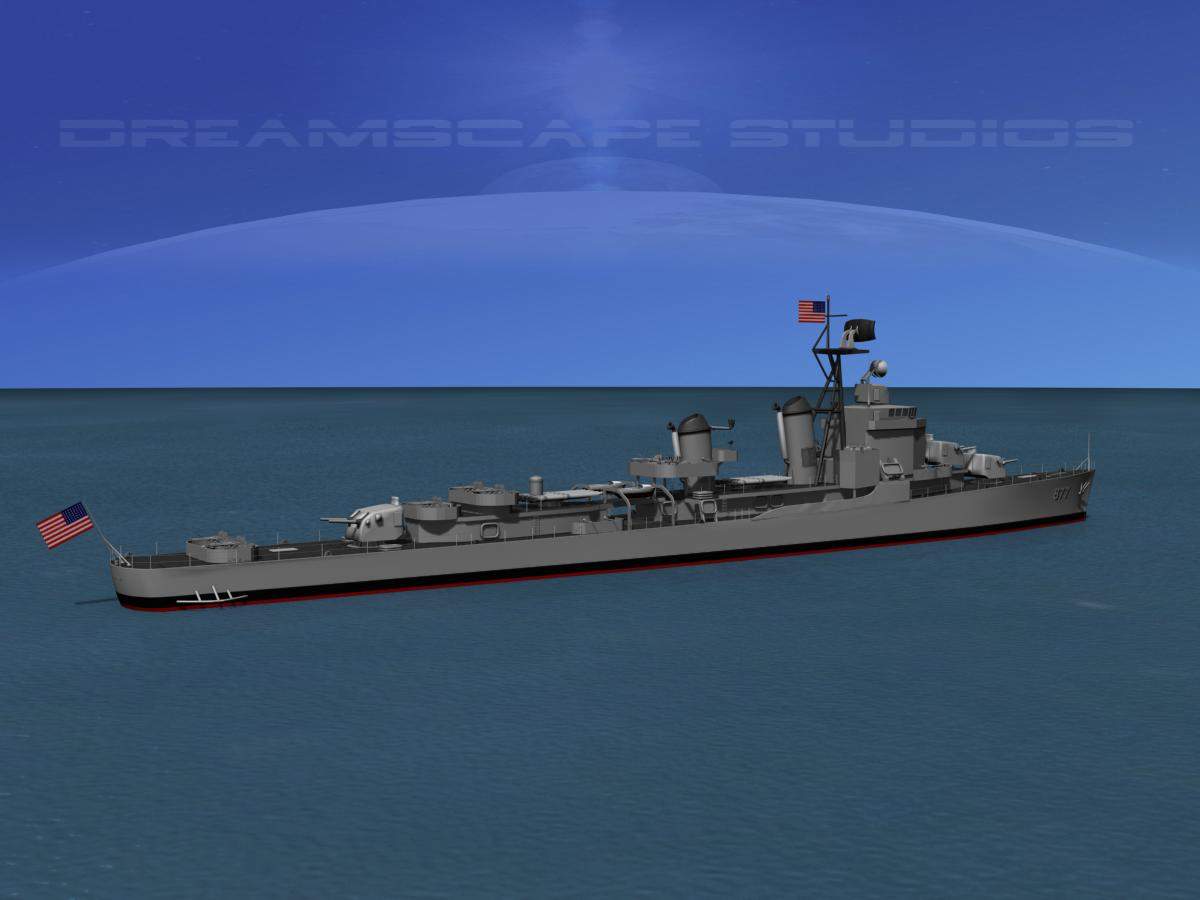 Gearing Class Destroyer DDR-877 USS Perkins 3D Model by Dreamscape Studios