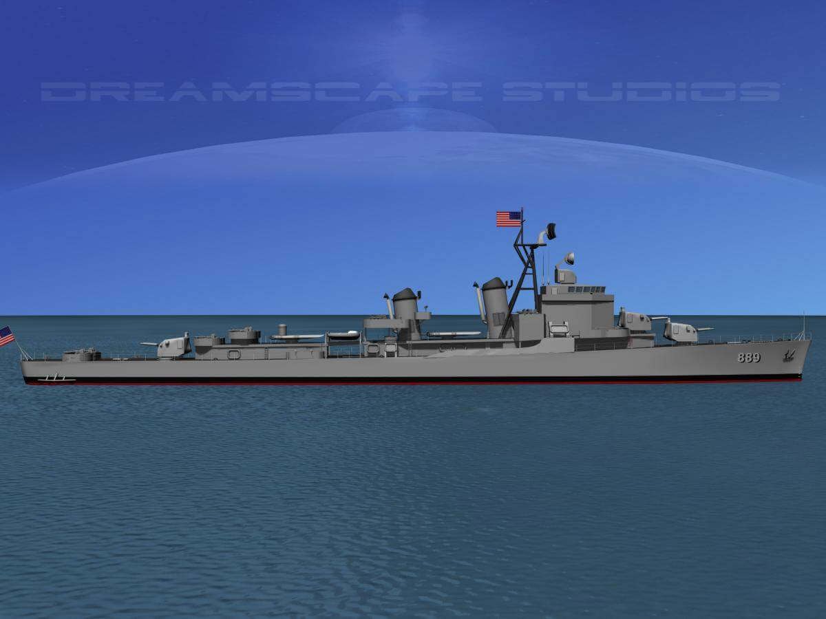 Gearing Class Destroyer DDR-889 USS O'hare 3D Model by Dreamscape Studios