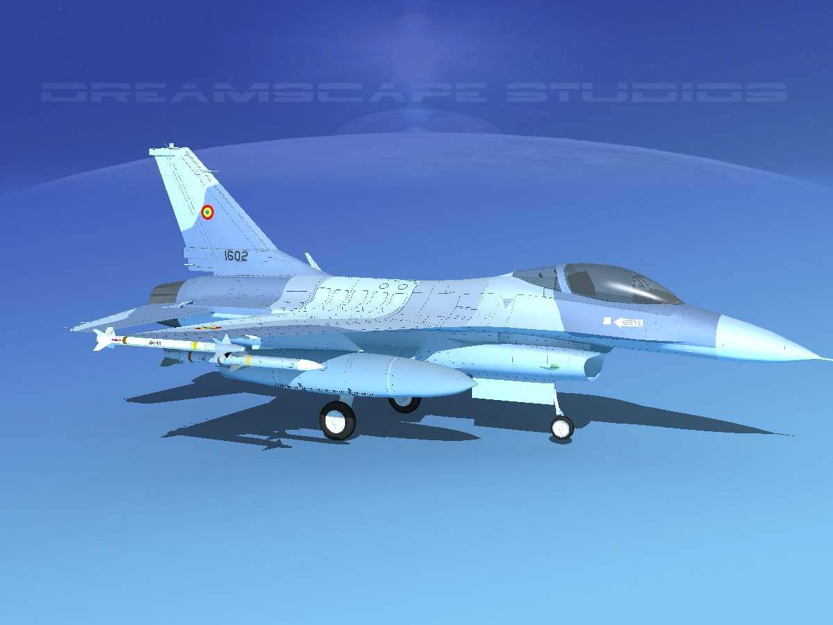 General Dynamics F-16A Falcon V44 Romania 3D Model by Dreamscape Studios