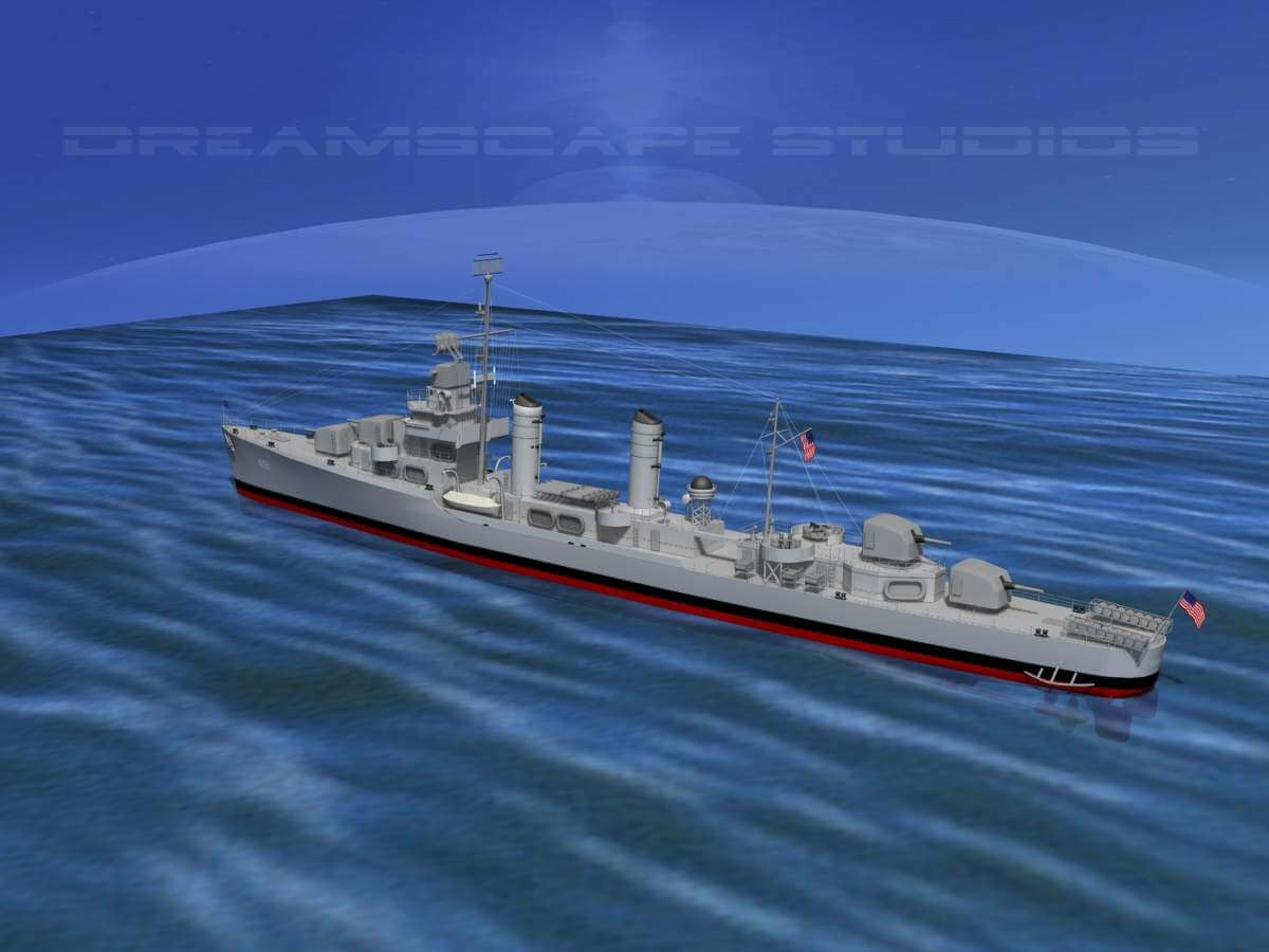 Gleaves Class Destroyer USS Forrest DD461 - 3D Model by Dreamscape Studios