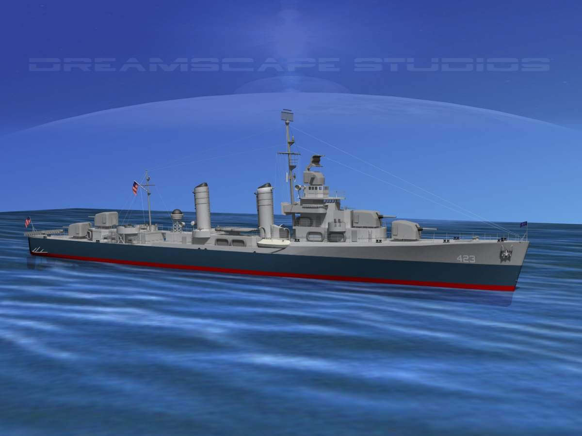 Gleaves Class Destroyer USS Gleaves DD423 - 3D Model by Dreamscape Studios