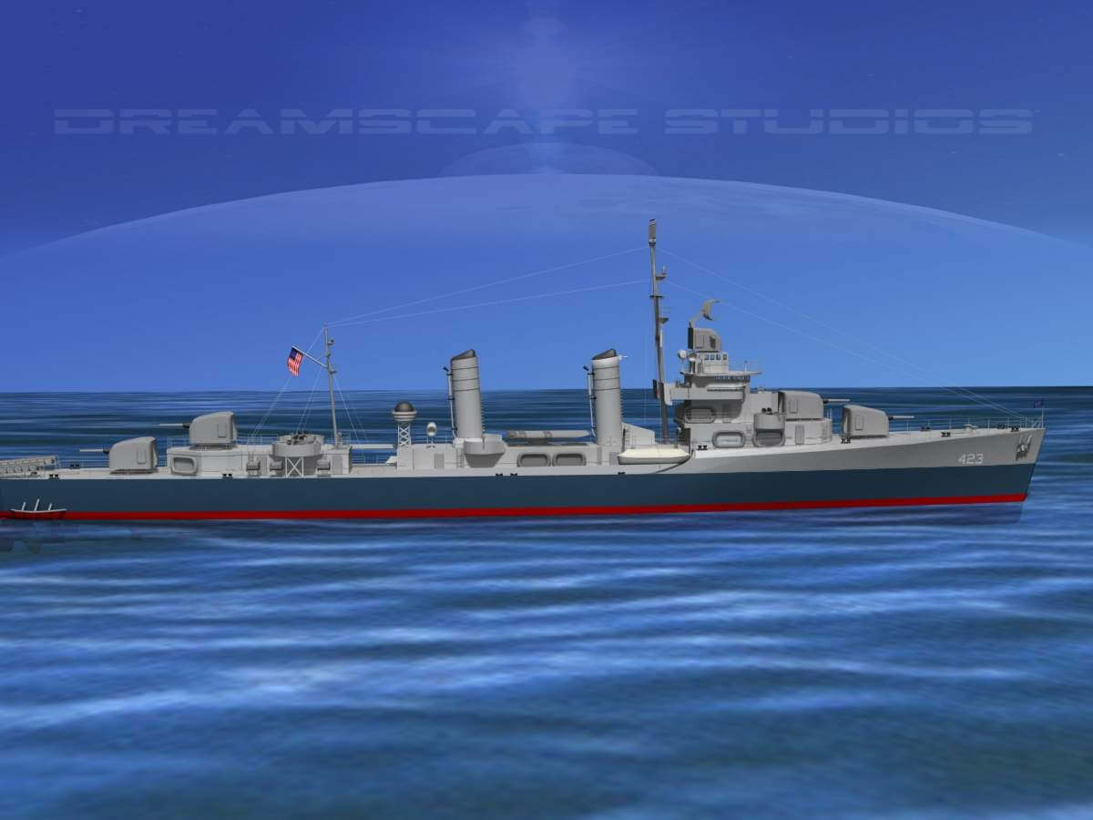 Gleaves Class Destroyer USS Gleaves DD423 - 3D Model by Dreamscape Studios