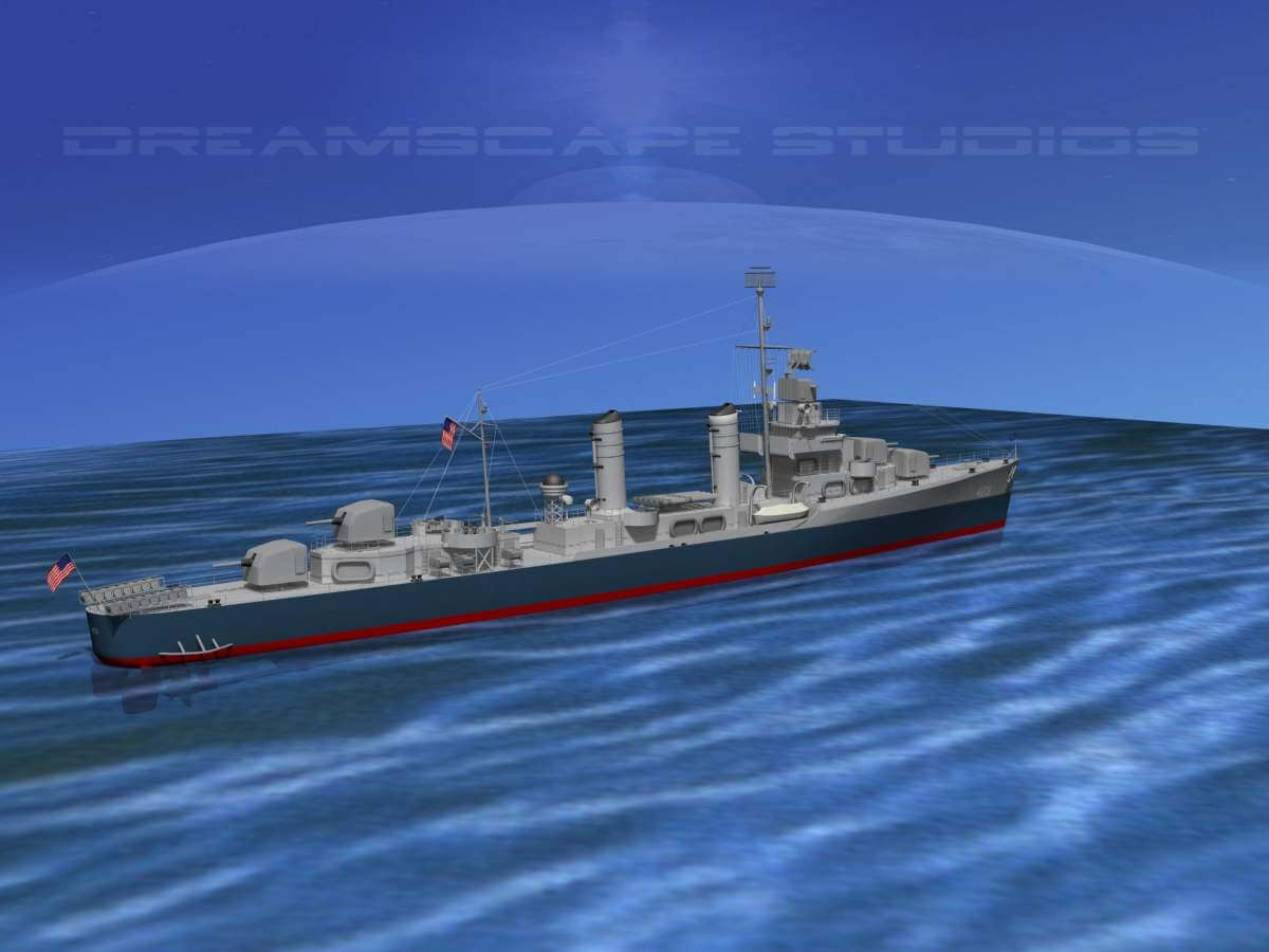 Gleaves Class Destroyer USS Gleaves DD423 - 3D Model by Dreamscape Studios