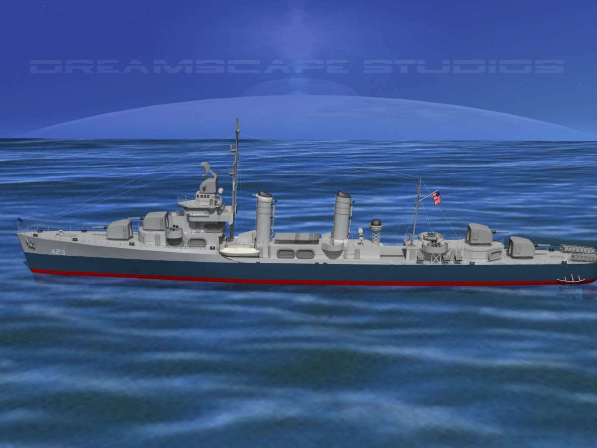 Gleaves Class Destroyer USS Gleaves DD423 - 3D Model by Dreamscape Studios