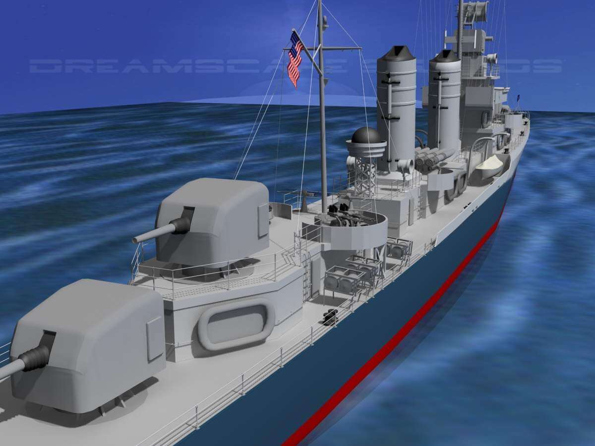 Gleaves Class Destroyer USS Gleaves DD423 - 3D Model by Dreamscape Studios