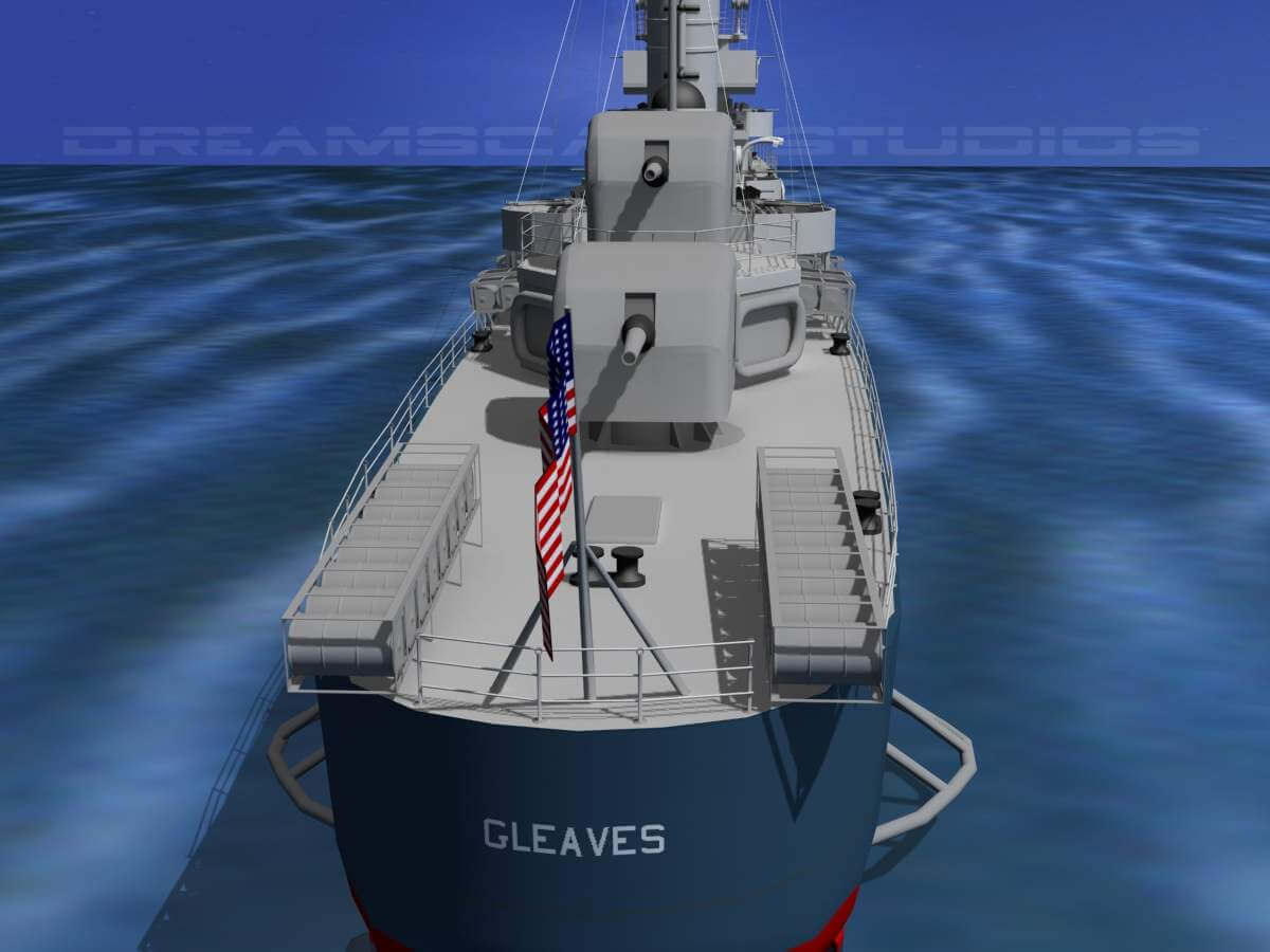 Gleaves Class Destroyer USS Gleaves DD423 - 3D Model by Dreamscape Studios