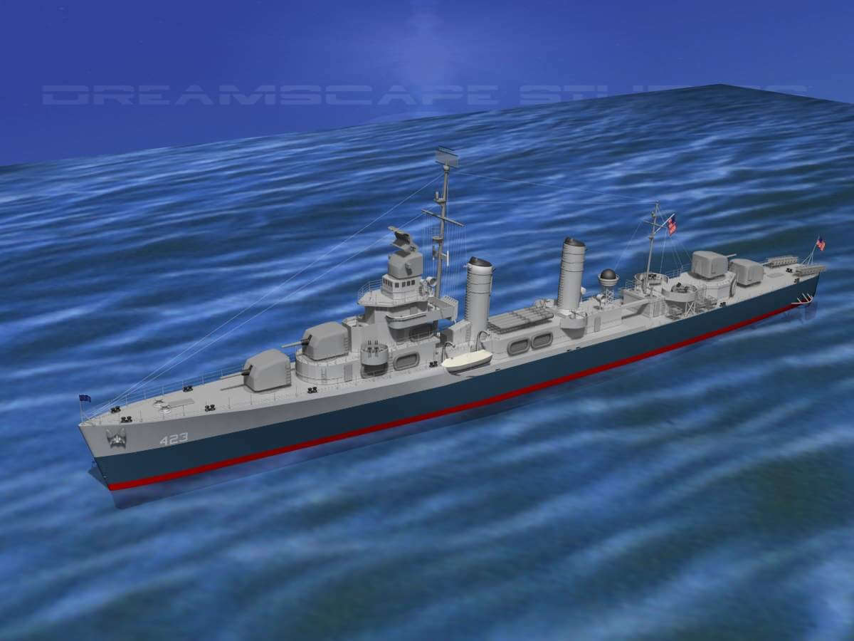 Gleaves Class Destroyer USS Gleaves DD423 - 3D Model by Dreamscape Studios