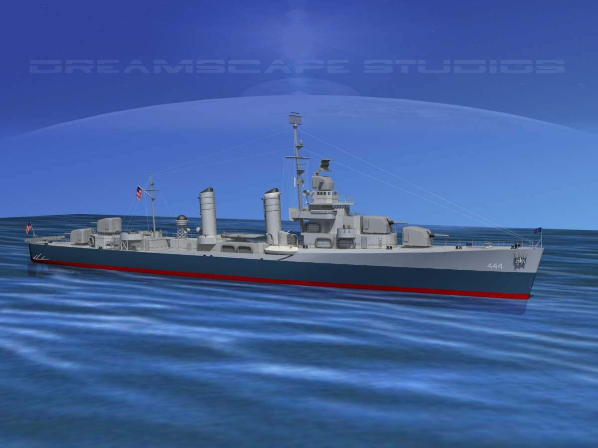 Gleaves Class Destroyer USS Ingraham DD444 - 3D Model by Dreamscape Studios
