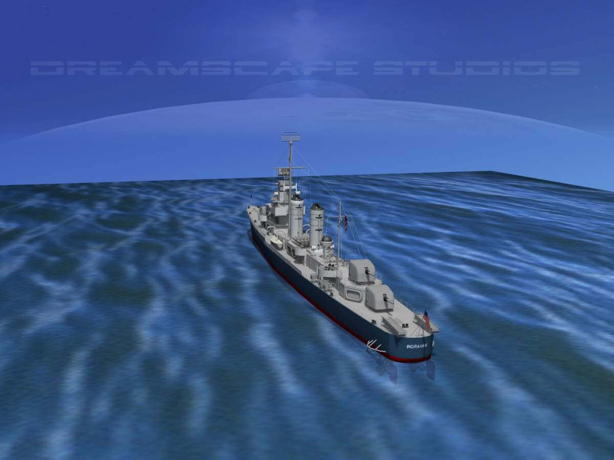 Gleaves Class Destroyer USS Ingraham DD444 - 3D Model by Dreamscape Studios
