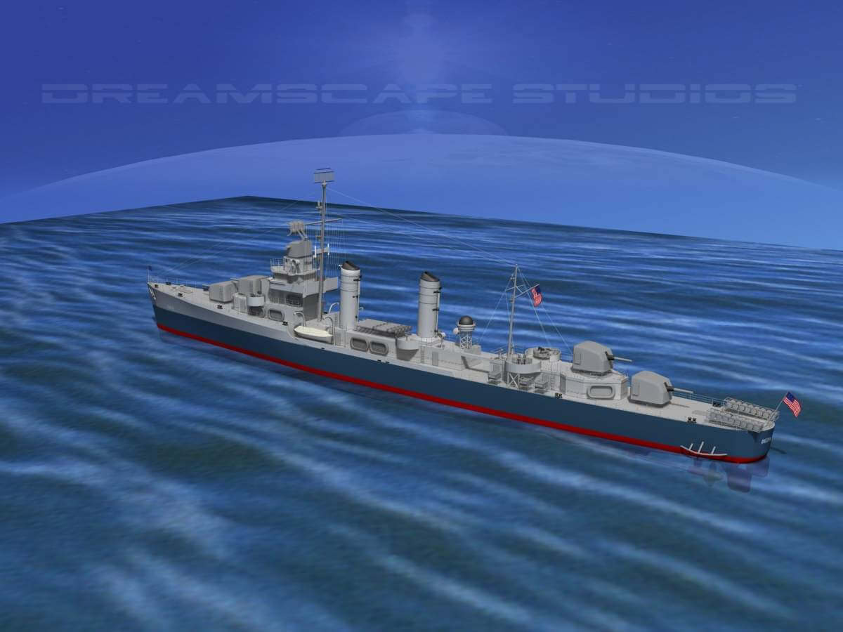 Gleaves Class Destroyer USS Ingraham DD444 - 3D Model by Dreamscape Studios