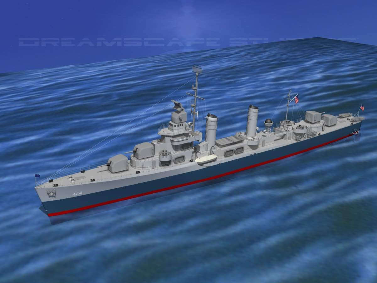 Gleaves Class Destroyer USS Ingraham DD444 - 3D Model by Dreamscape Studios