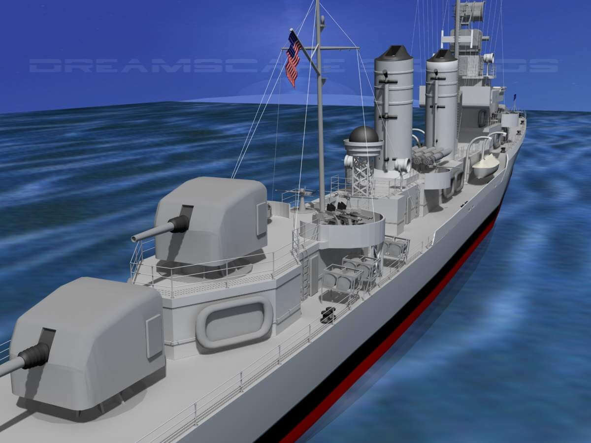 Gleaves Class Destroyer USS Knight DD633 - 3D Model by Dreamscape Studios
