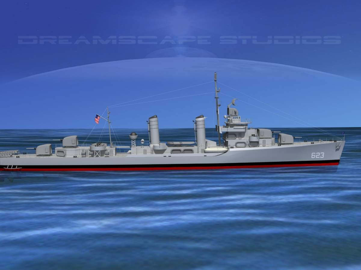 Gleaves Class Destroyer USS Nelson DD623 - 3D Model by Dreamscape Studios
