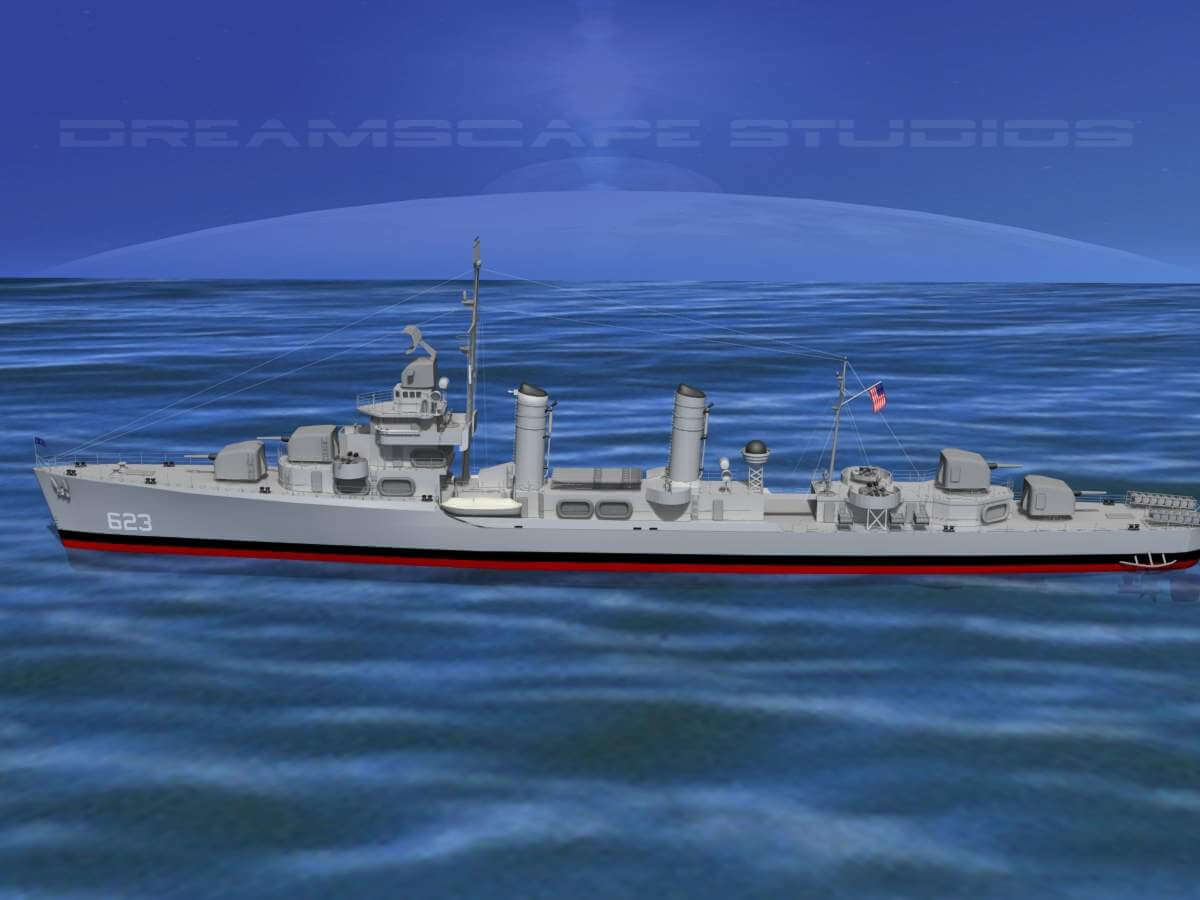 Gleaves Class Destroyer USS Nelson DD623 - 3D Model by Dreamscape Studios