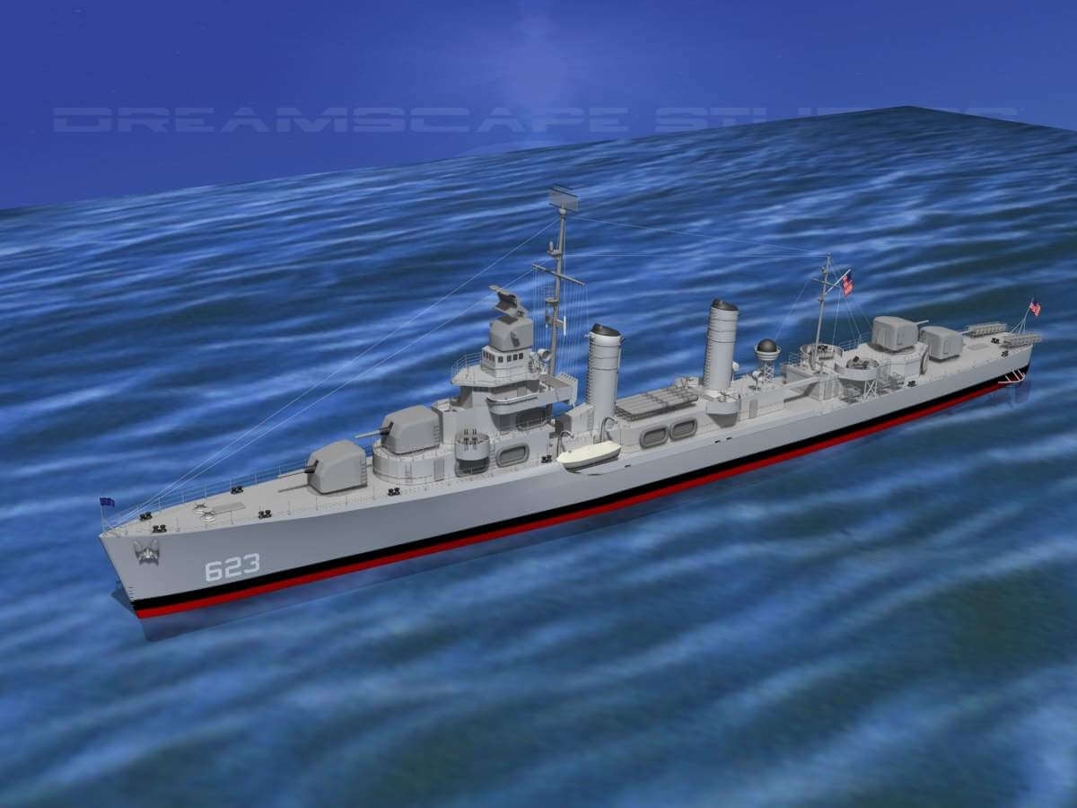 Gleaves Class Destroyer USS Nelson DD623 - 3D Model by Dreamscape Studios