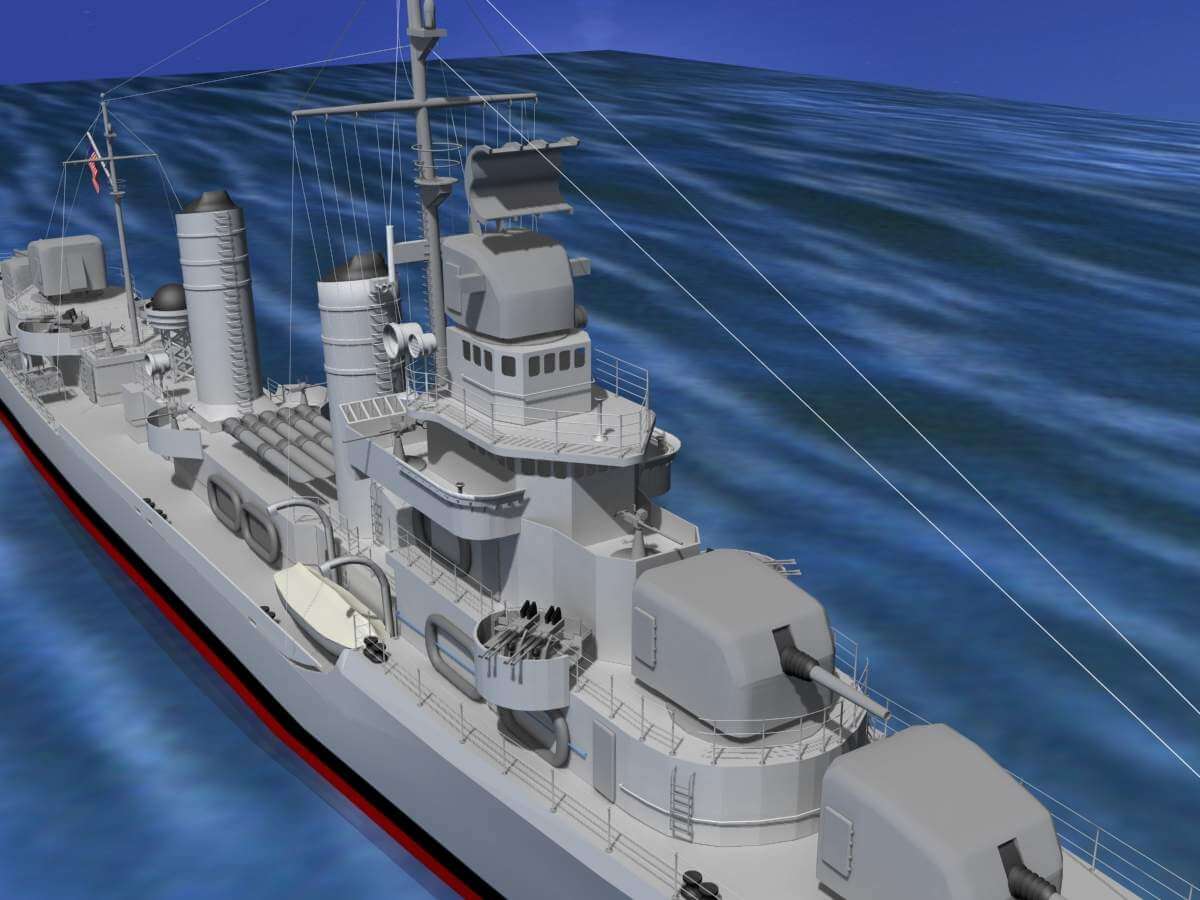 Gleaves Class Destroyer USS Nelson DD623 - 3D Model by Dreamscape Studios