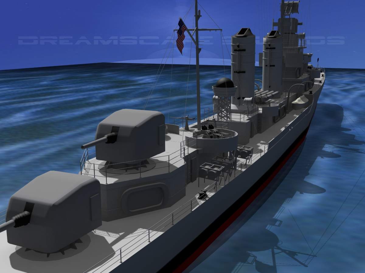 Gleaves Class Destroyer USS Nelson DD623 - 3D Model by Dreamscape Studios