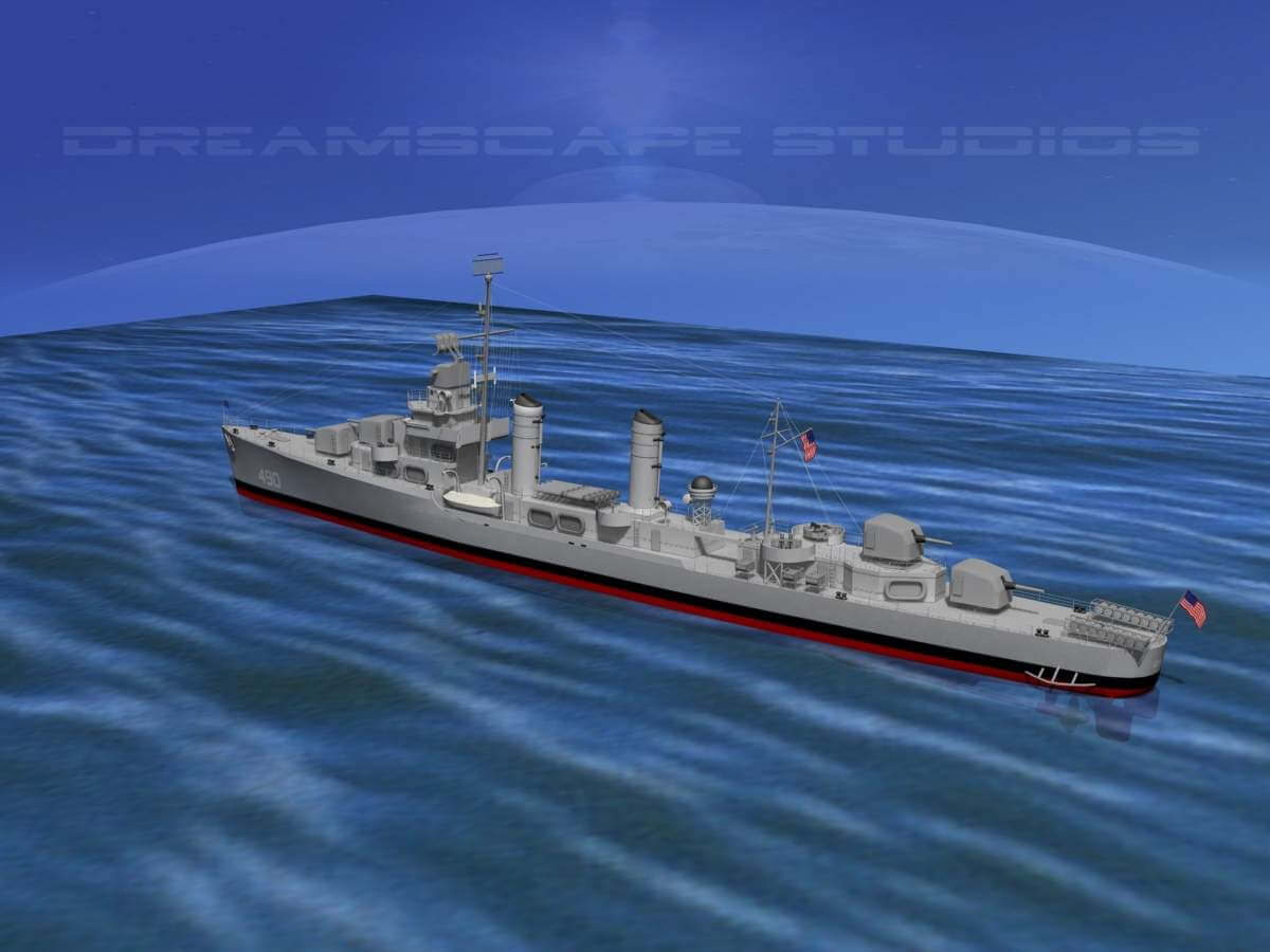 Gleaves Class Destroyer USS Quick DD490 - 3D Model by Dreamscape Studios