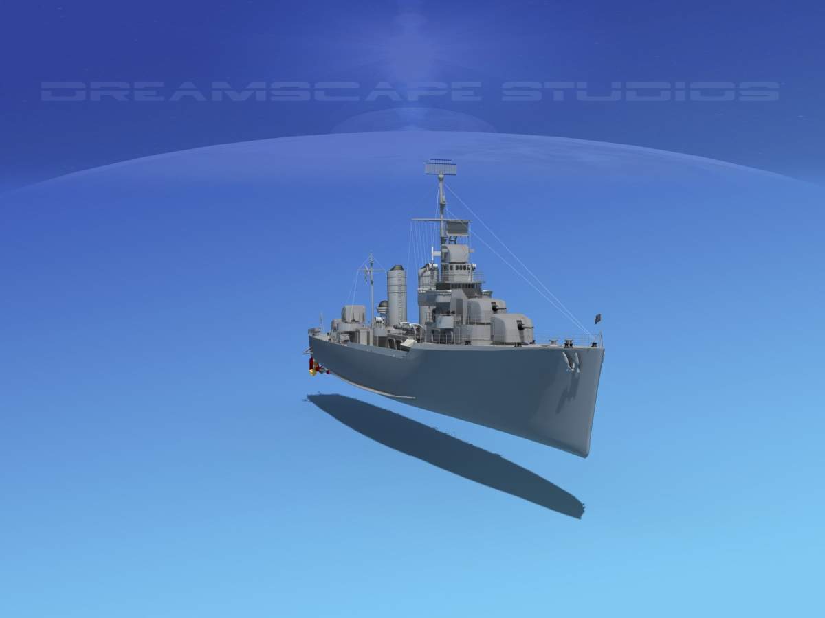 Gleaves Class Destroyer USS Quick DD490 - 3D Model by Dreamscape Studios