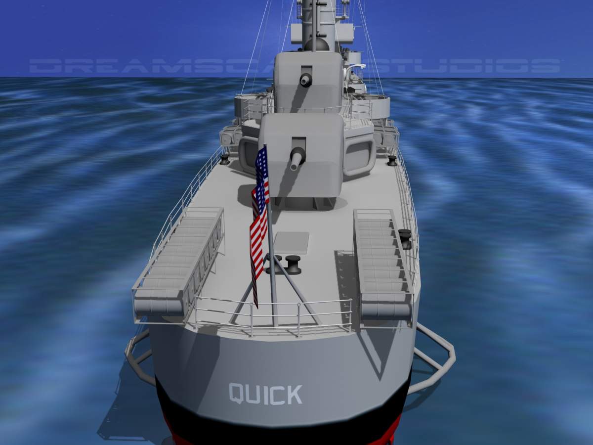 Gleaves Class Destroyer USS Quick DD490 - 3D Model by Dreamscape Studios