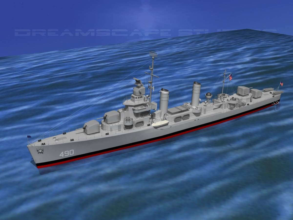 Gleaves Class Destroyer USS Quick DD490 - 3D Model by Dreamscape Studios