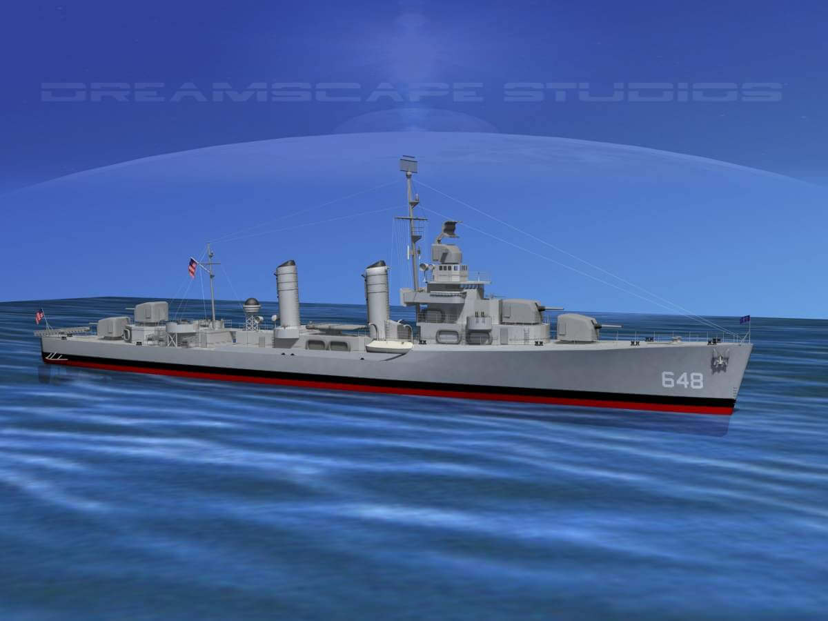 Gleaves Class Destroyer USS Turner DD648 - 3D Model by Dreamscape Studios