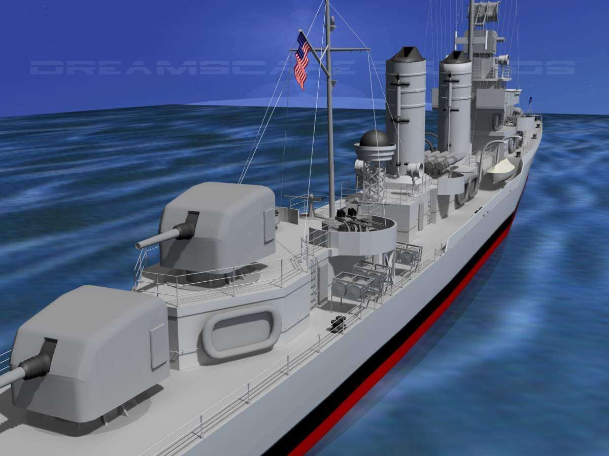Gleaves Class Destroyer USS Turner DD648 - 3D Model by Dreamscape Studios