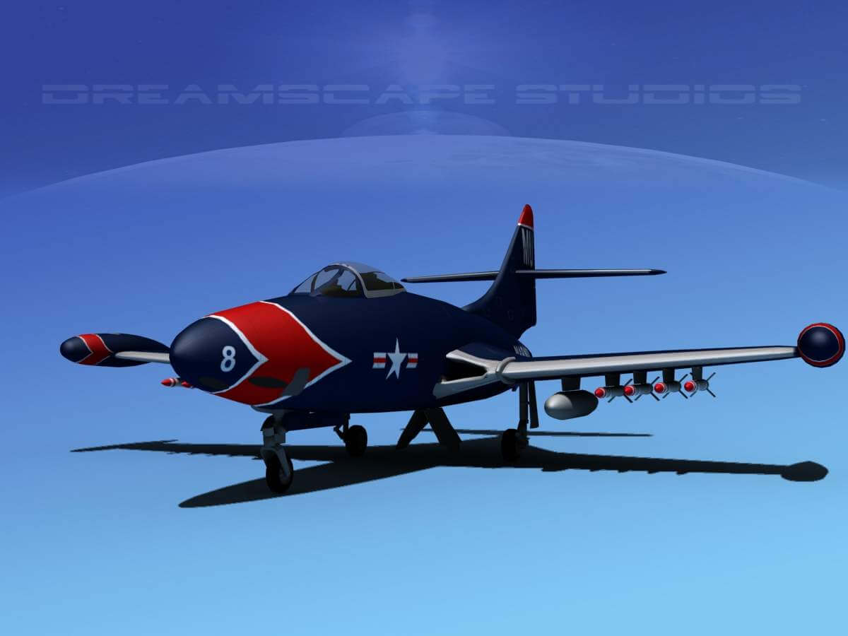 Grumman F9F-5 Panther USMC V01 3D Model by Dreamscape Studios