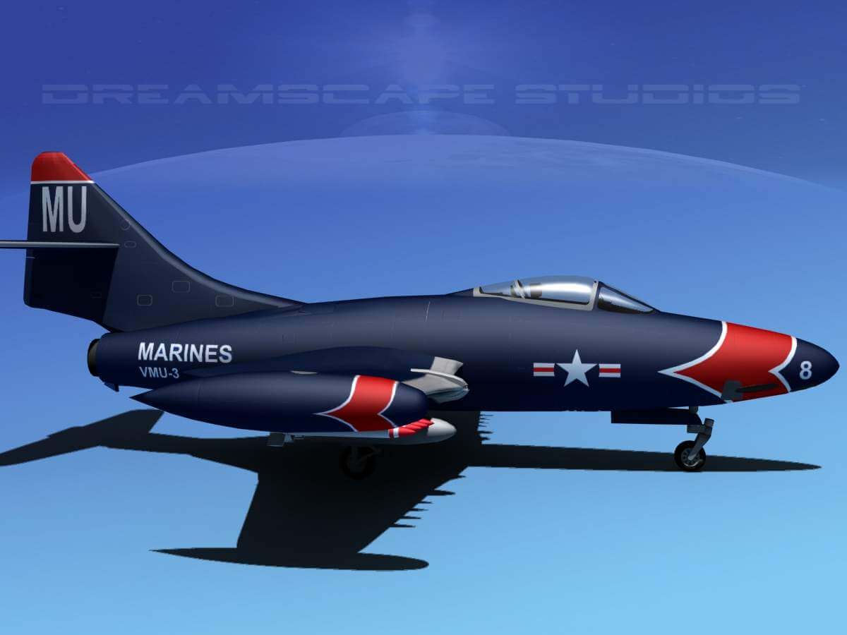 Grumman F9F-5 Panther USMC V01 3D Model by Dreamscape Studios