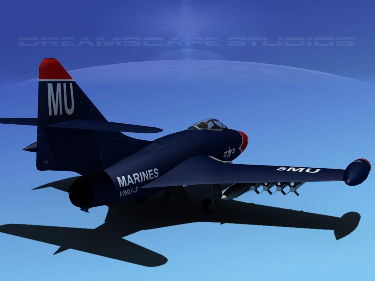 Grumman F9F-5 Panther USMC V01 3D Model by Dreamscape Studios
