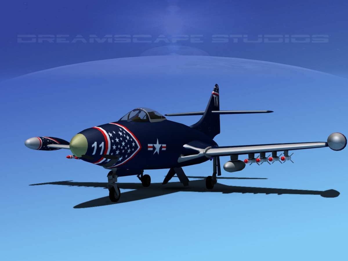 Grumman F9F-5 Panther USMC V02 3D Model by Dreamscape Studios