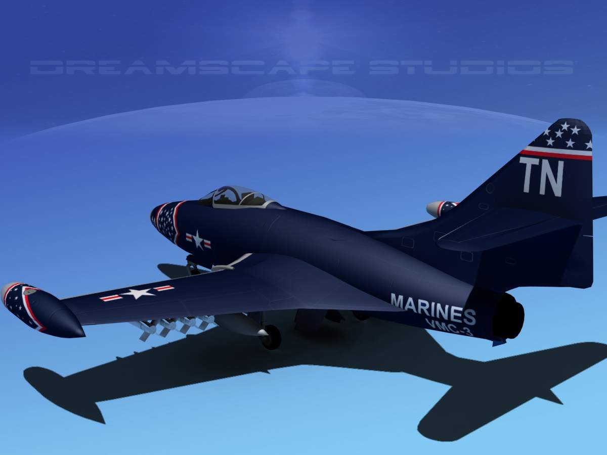 Grumman F9F-5 Panther USMC V02 3D Model by Dreamscape Studios