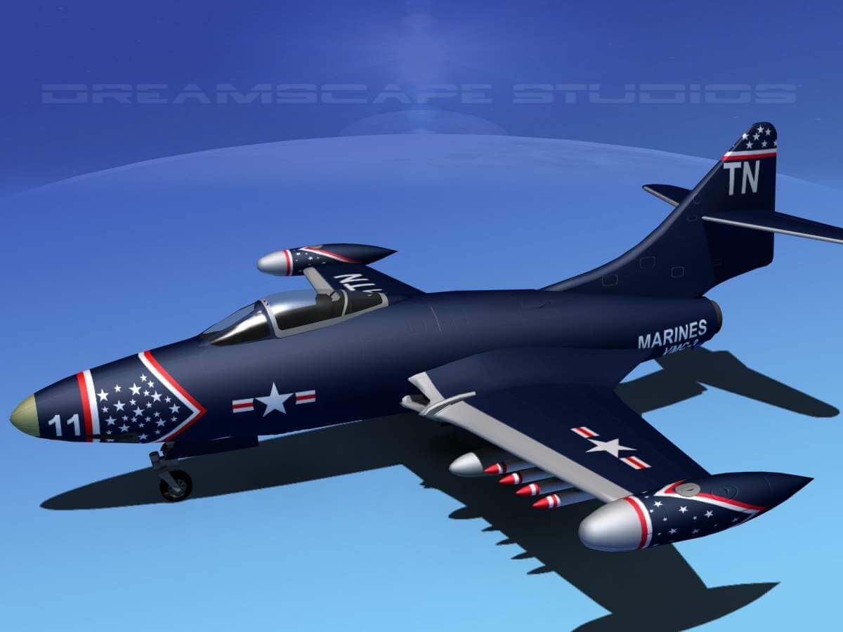 Grumman F9F-5 Panther USMC V02 3D Model by Dreamscape Studios