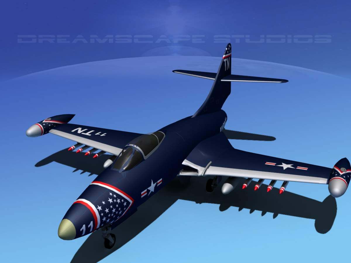 Grumman F9F-5 Panther USMC V02 3D Model by Dreamscape Studios