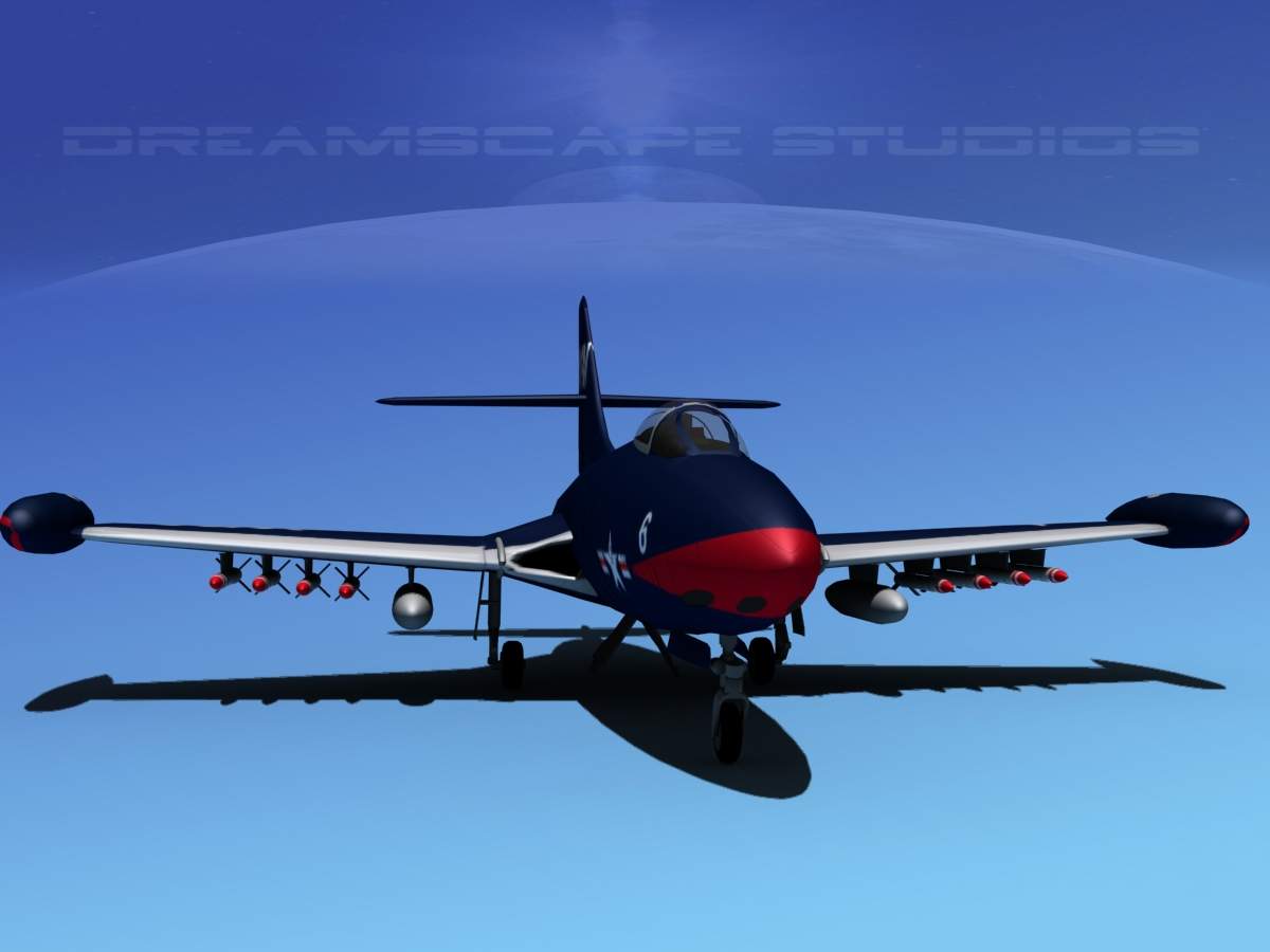 Grumman F9F-5 Panther USMC V03 3D Model by Dreamscape Studios