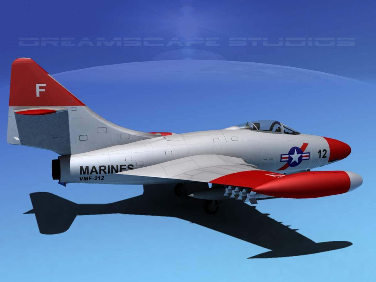 Grumman F9F-5 Panther USMC V04 3D Model by Dreamscape Studios