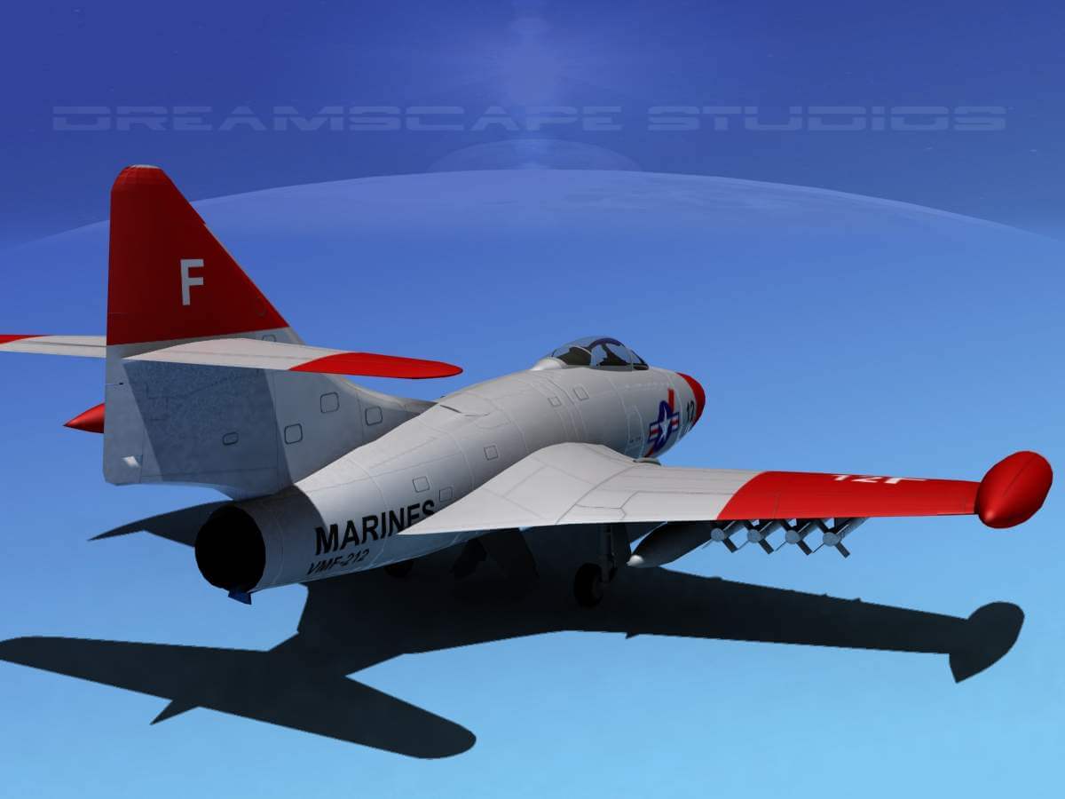 Grumman F9F-5 Panther USMC V04 3D Model by Dreamscape Studios