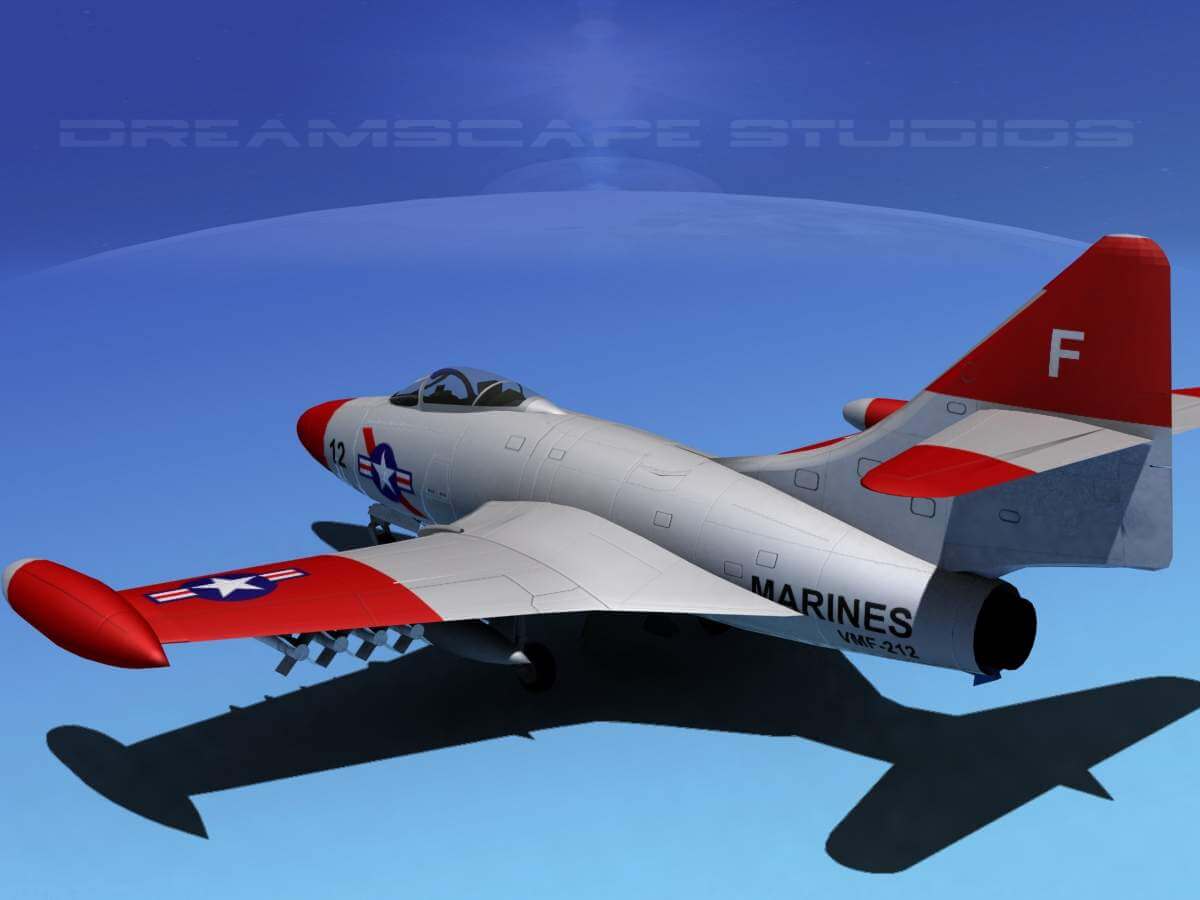 Grumman F9F-5 Panther USMC V04 3D Model by Dreamscape Studios
