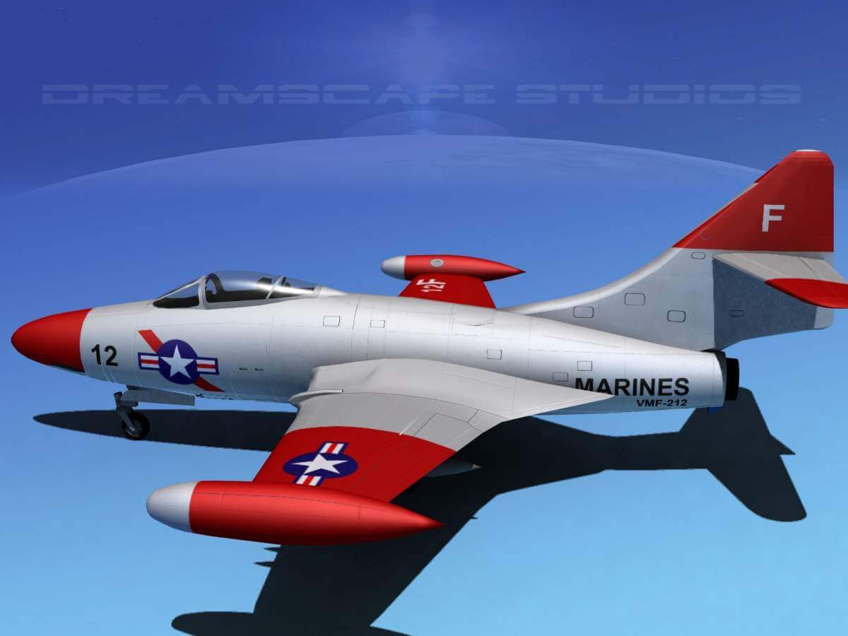 Grumman F9F-5 Panther USMC V04 3D Model by Dreamscape Studios