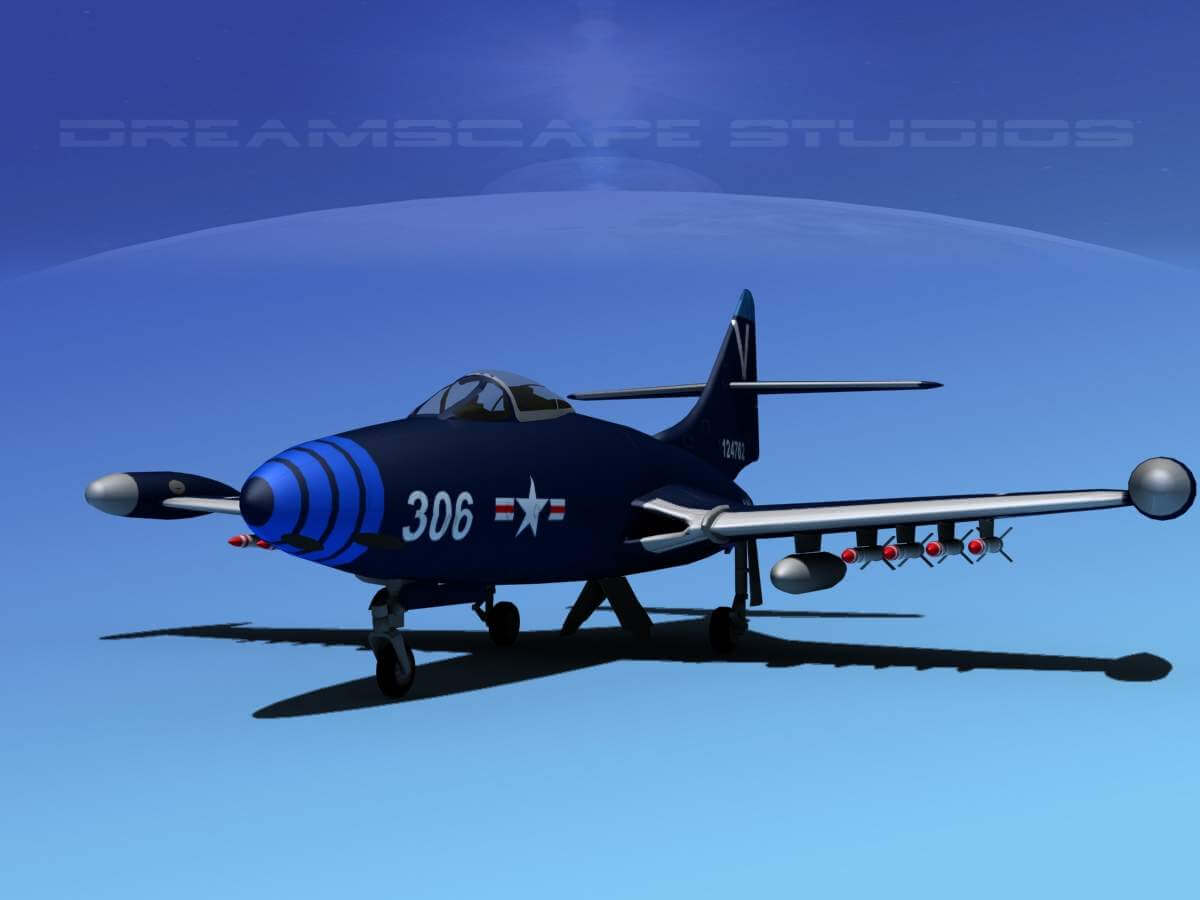 Grumman F9F-5 Panther USN V03 3D Model by Dreamscape Studios