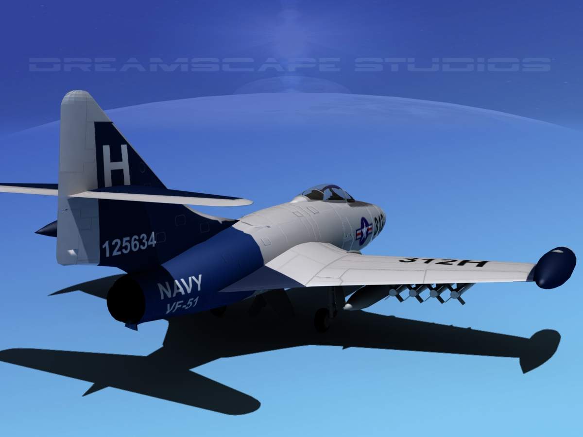 Grumman F9F-5 Panther USN V05 3D Model by Dreamscape Studios