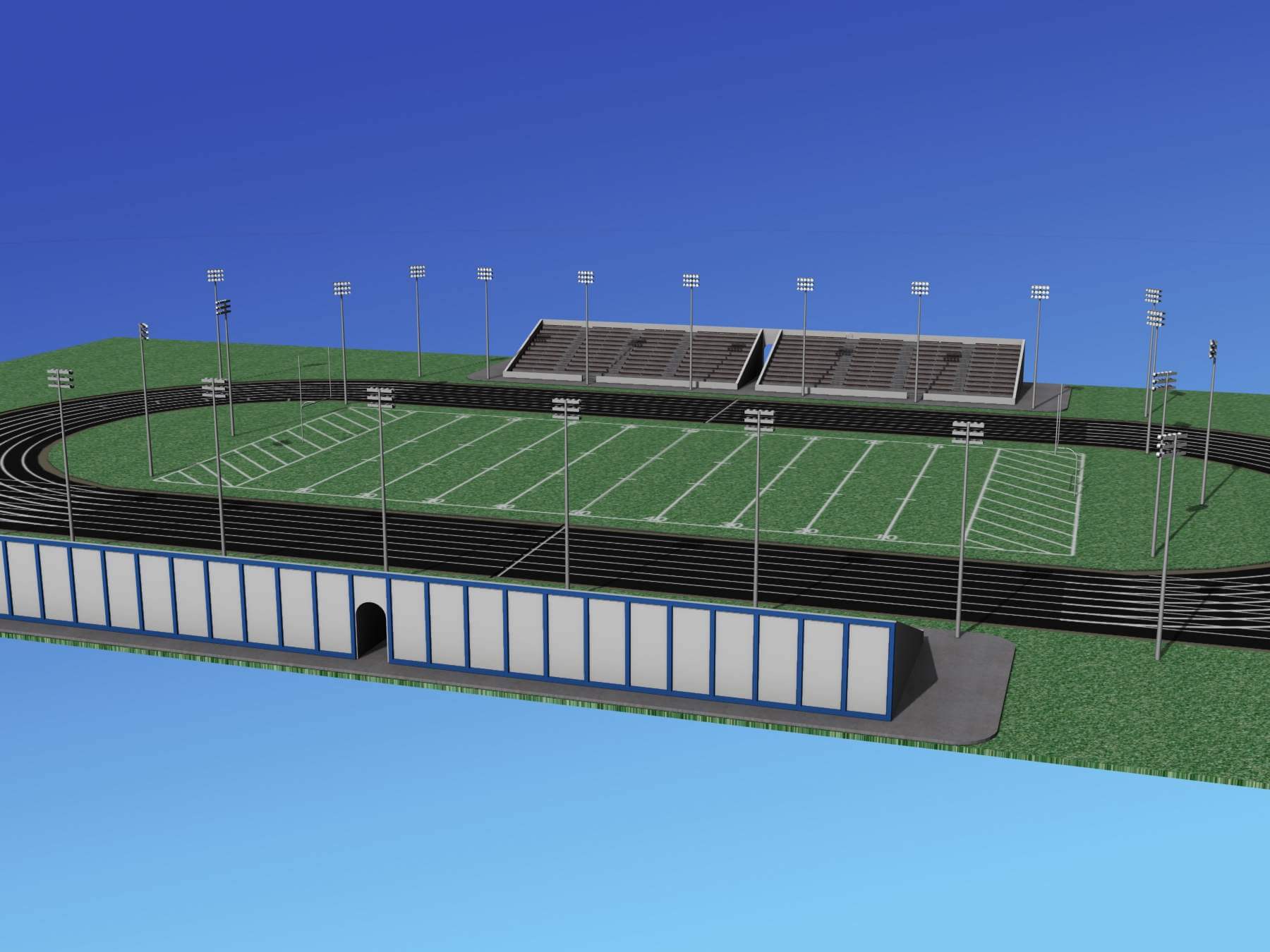 High School Stadium and Track - 3D Model by Dreamscape Studios