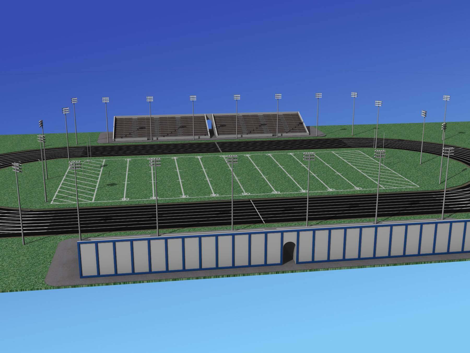 High School Stadium and Track - 3D Model by Dreamscape Studios