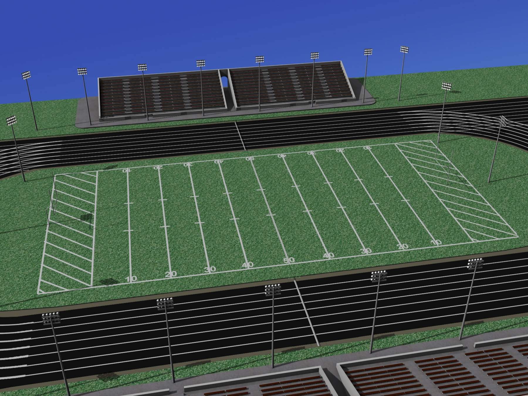 High School Stadium and Track - 3D Model by Dreamscape Studios