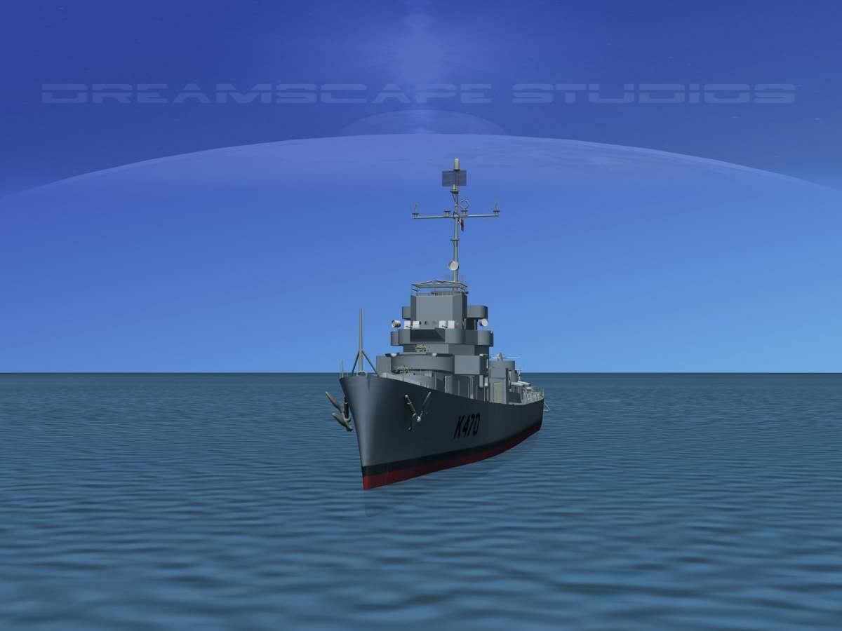 HMAV Capel K470 Captains Class Frigate - 3D Model by Dreamscape Studios