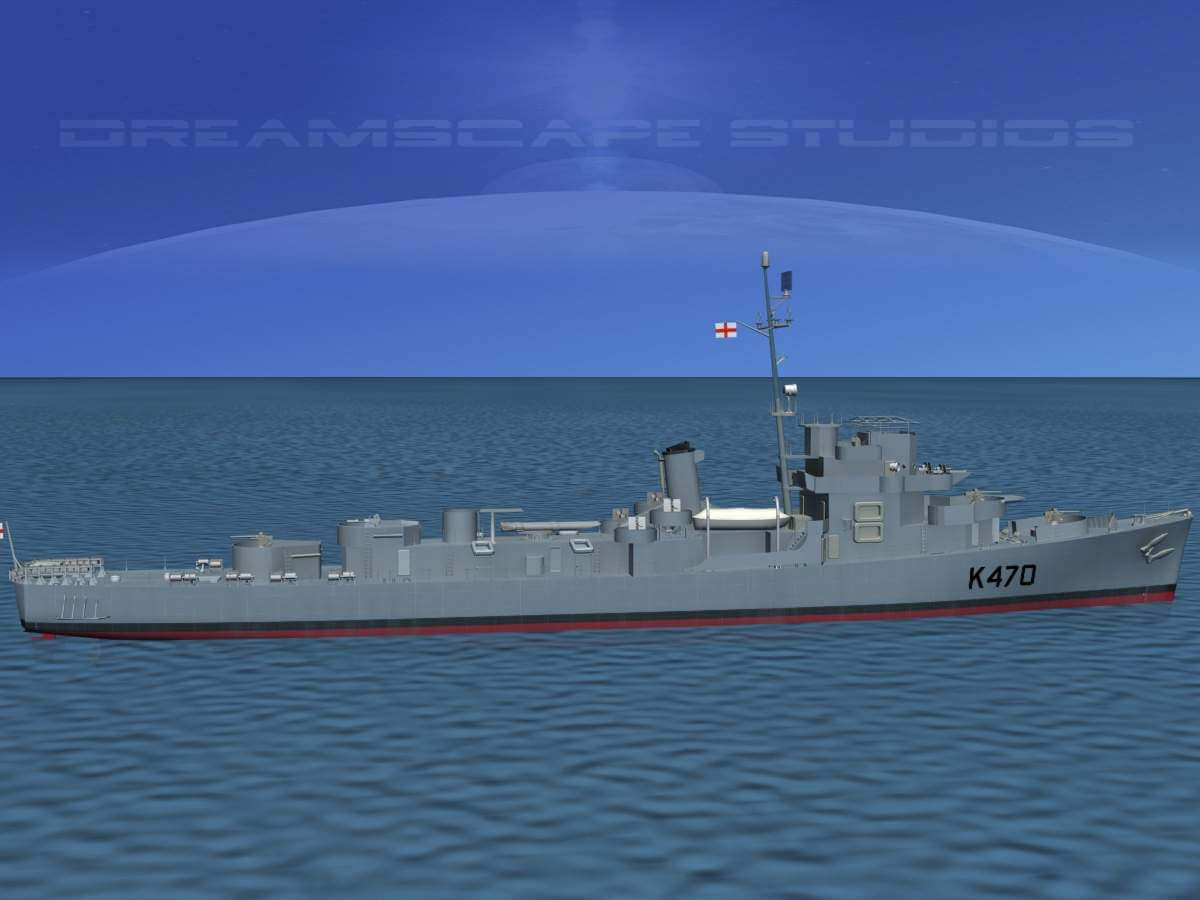 HMAV Capel K470 Captains Class Frigate - 3D Model by Dreamscape Studios