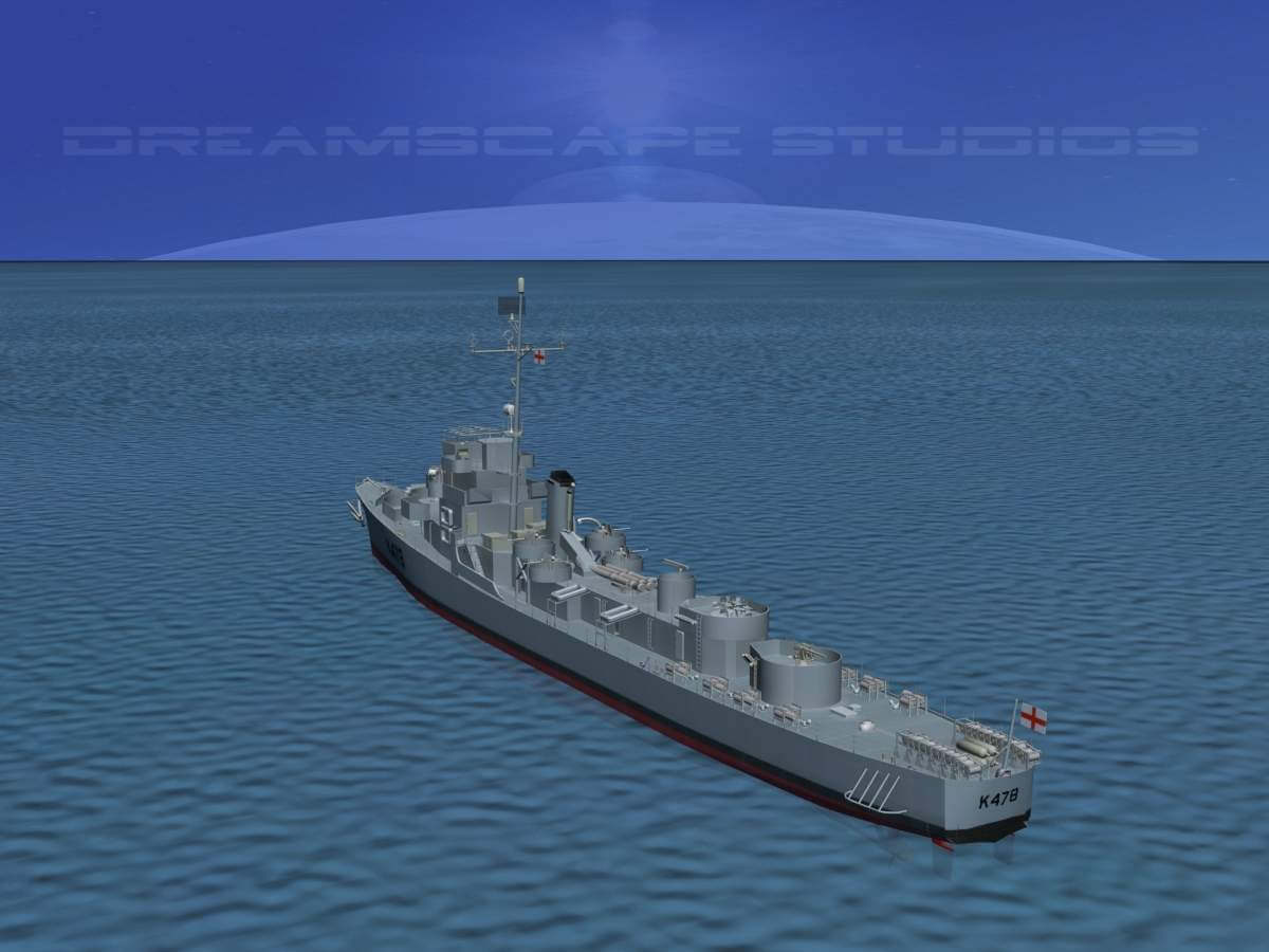 HMAV Gardiner K478 Captains Class Frigate - 3D Model by Dreamscape Studios