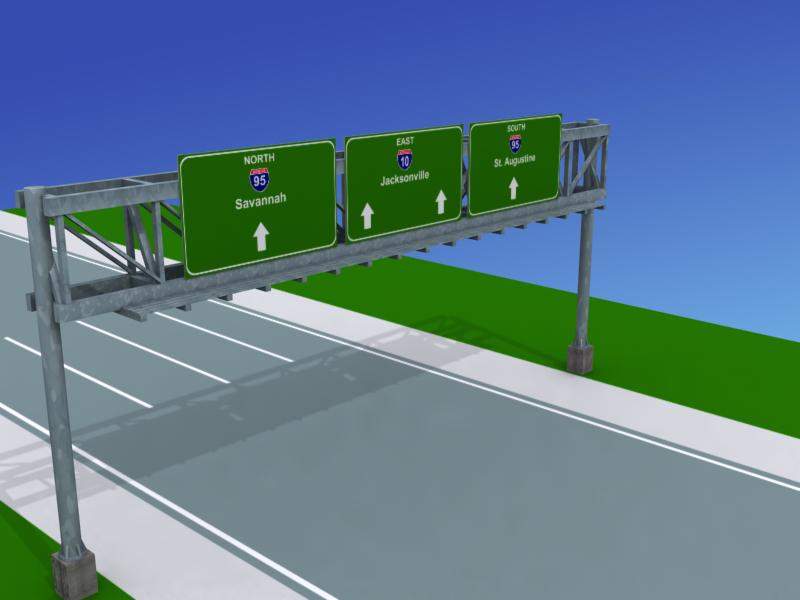 Interstate Road Sign 1 - 3D Model by Dreamscape Studios
